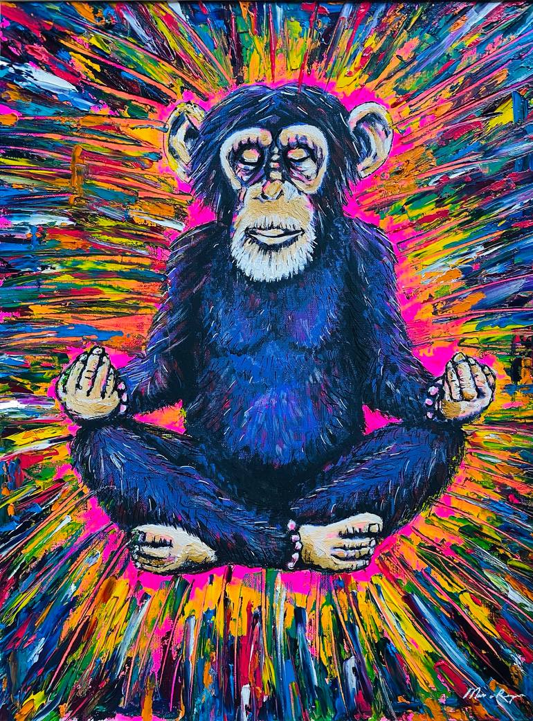 Spiritual Monkey Painting by Marc Van Rooijen | Saatchi Art