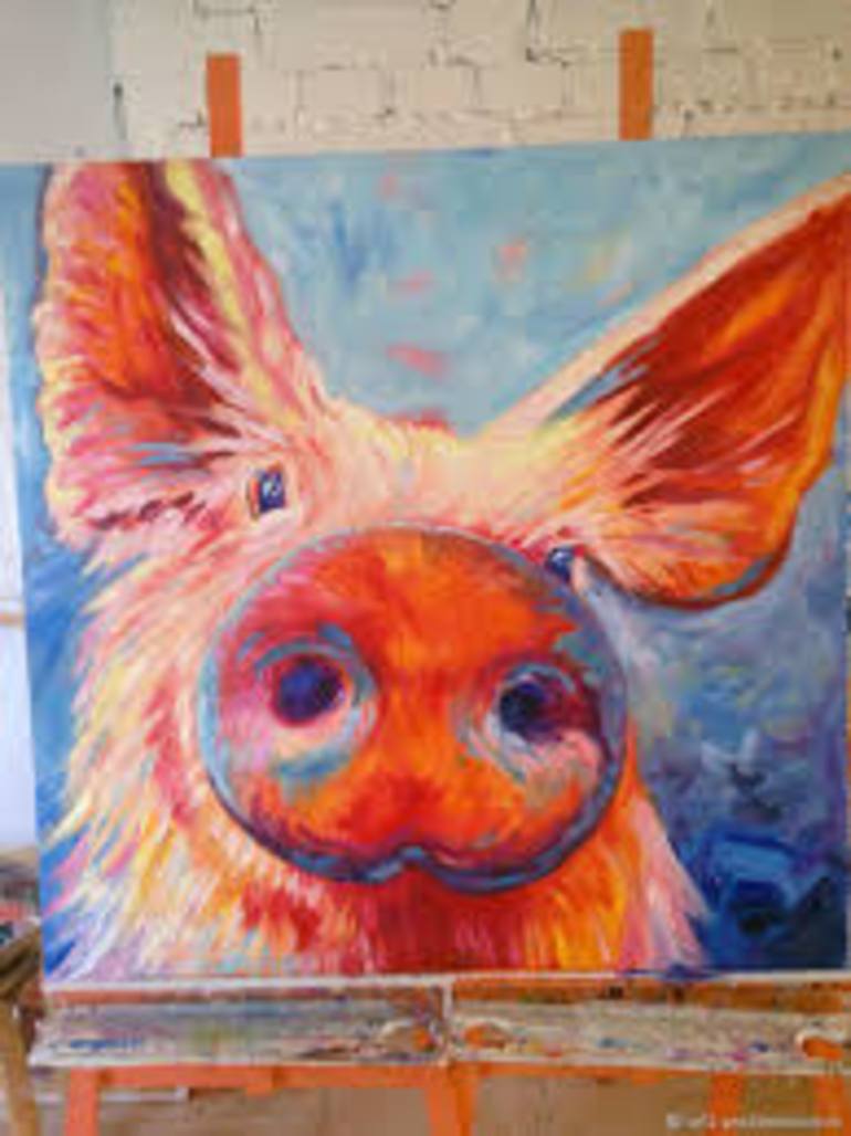 pink pig Painting by sing mao | Saatchi Art
