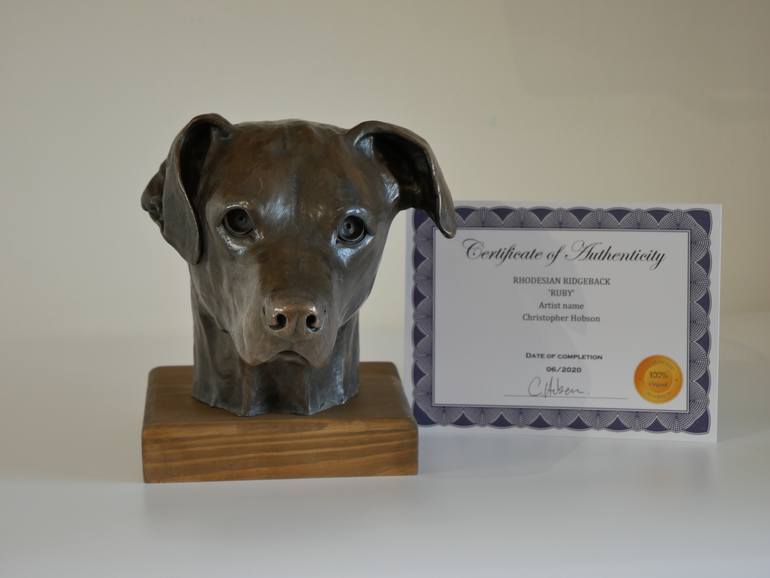 Rhodesian Ridgeback Dog portrait bust sculpture Sculpture by ...