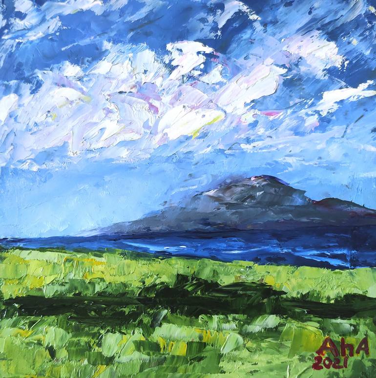 Summer Landscape Mountains Painting by Elena Gridneva | Saatchi Art