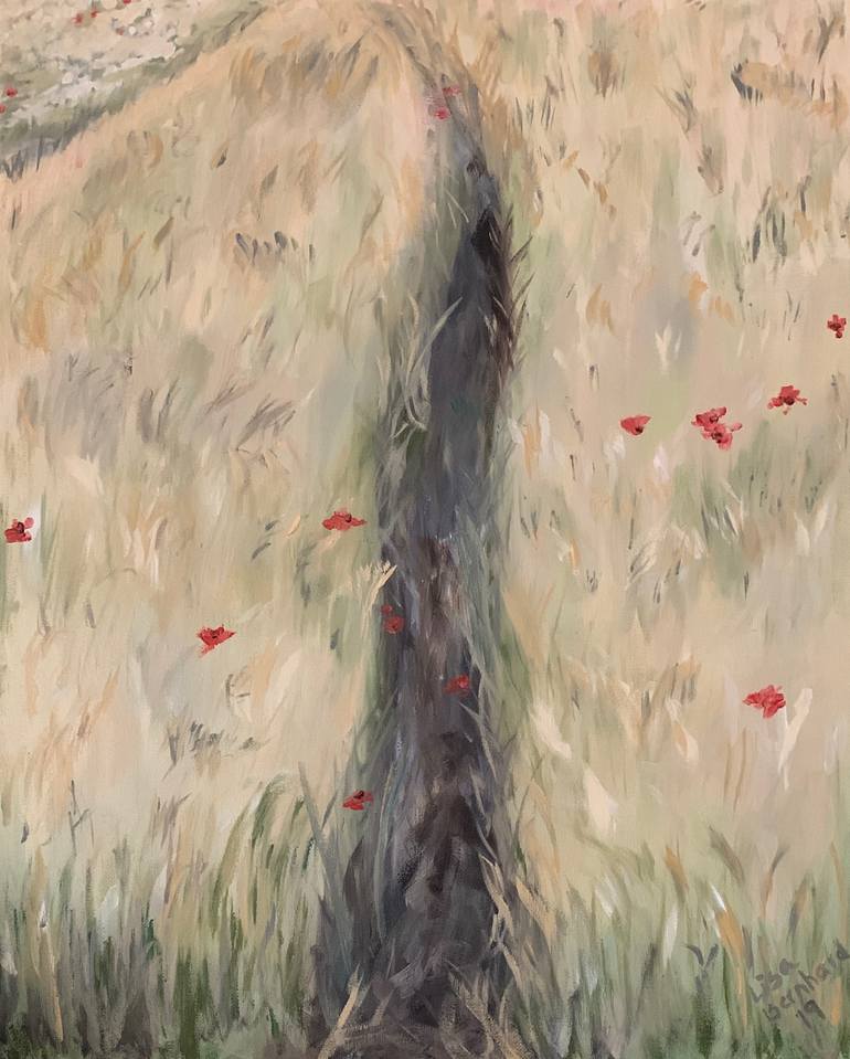 Pathway through wheat Painting by Lisa Bernhard | Saatchi Art