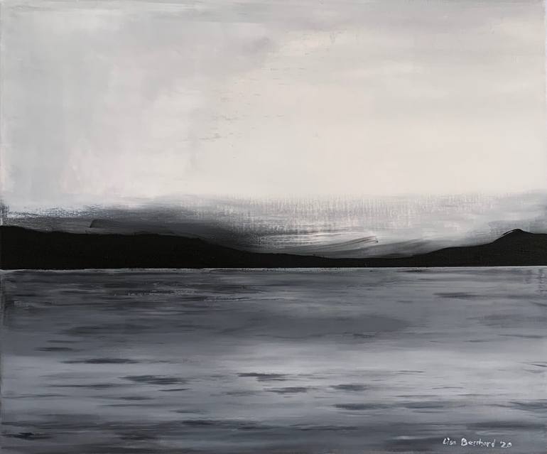 Lake Tahoe in Black and White Painting by Lisa Bernhard | Saatchi Art