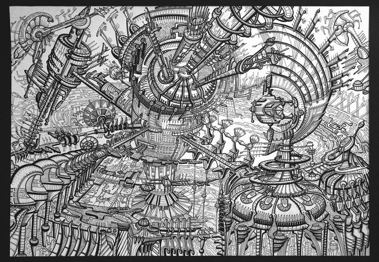 Intergalactic information processing station Drawing by Andrey Shuvalov ...