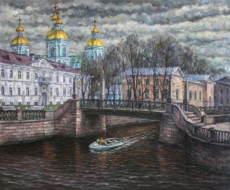Petersburg. Naval cathedral Painting by Andrey Shuvalov | Saatchi Art