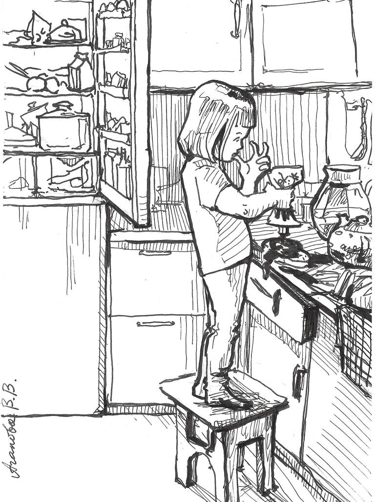 Dinner Drawing by Victoria Agapova | Saatchi Art