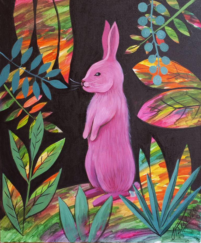 Pink bunny Painting by Galina Gataullina | Saatchi Art