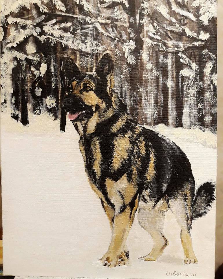 SAVIOR DOG Painting by Nataliia Ustiantseva | Saatchi Art