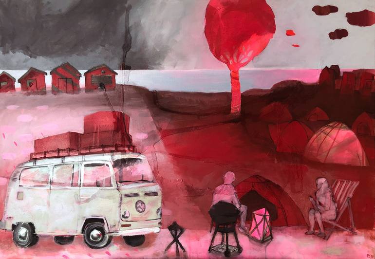 Camping Painting by Petra Seibert | Saatchi Art