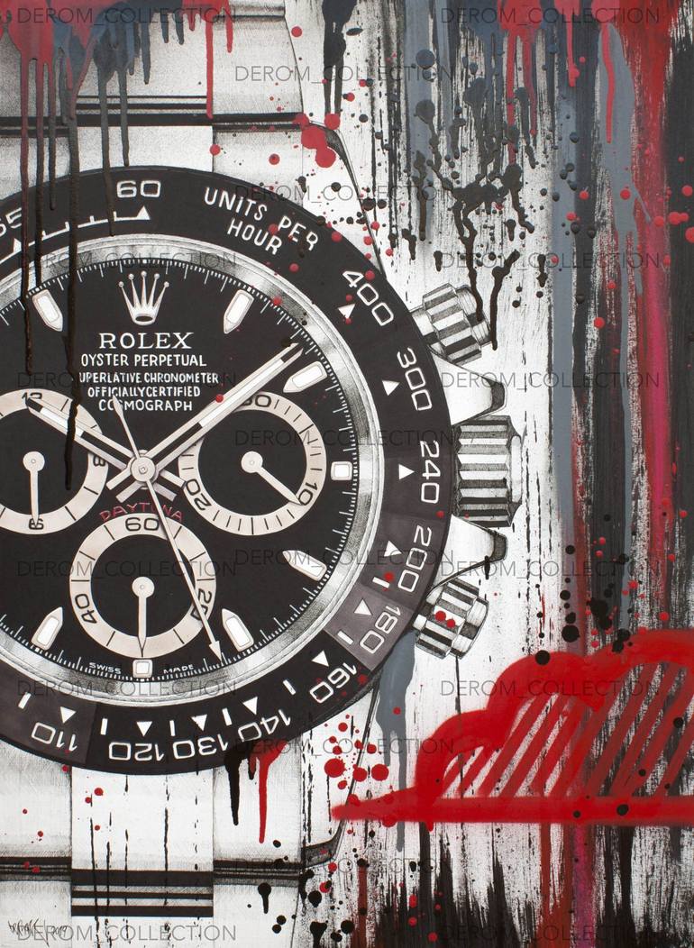 Black and Red Rolex Painting by Joaquin Arroyo | Saatchi Art