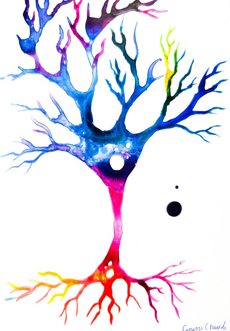 pyramidal neuron watercolor painting Painting by Corina Chirila ...