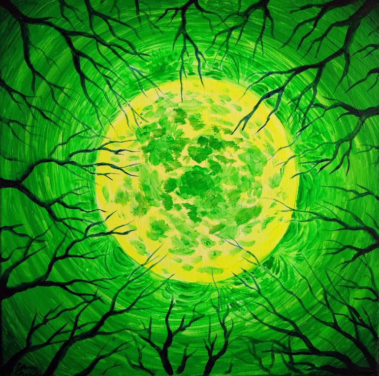 the sun and the green light of the forest Painting by Corina Chirila ...