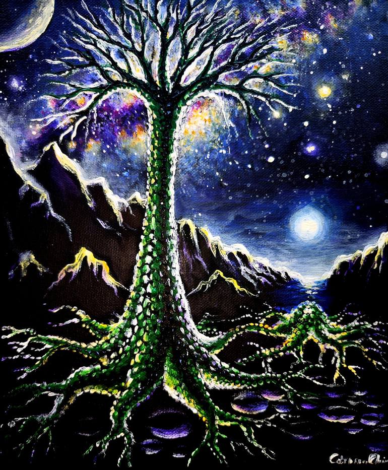 alien trees Painting by Corina Chirila | Saatchi Art