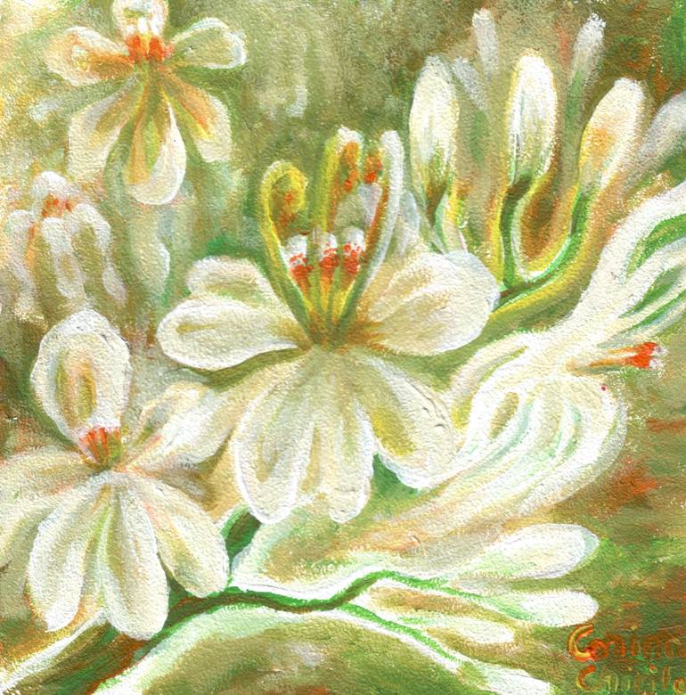 Moringa flowers painting Painting by Corina Chirila | Saatchi Art
