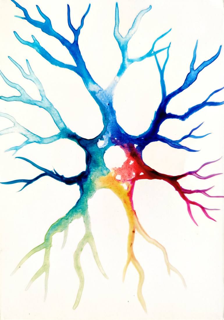 glial cell, watercolor painting Painting by Corina Chirila | Saatchi Art