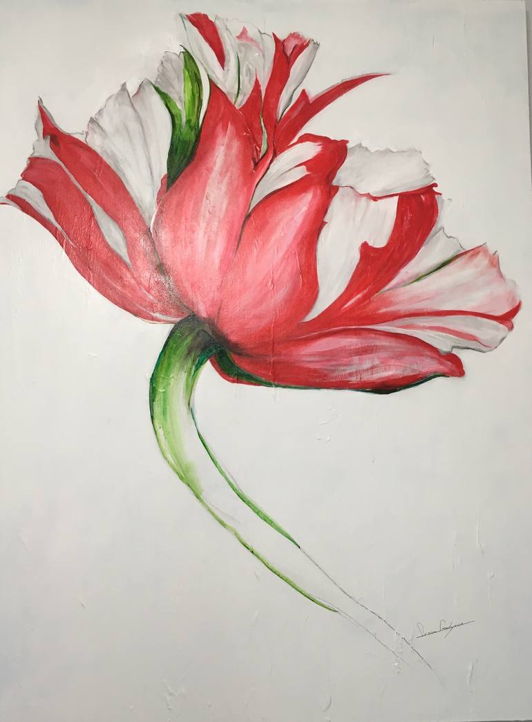 Red Tulip Painting by susan goodyear | Saatchi Art