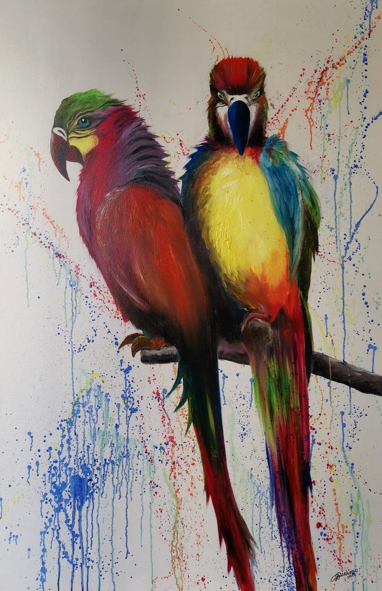 Parrots Painting by Diana Sarkisova | Saatchi Art