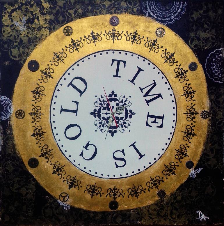 TIME IS GOLD Painting by Dariya Afanasyeva | Saatchi Art