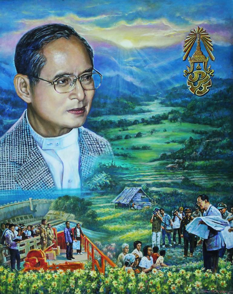 King Rama 9 Painting by Lawrence Lynn | Saatchi Art