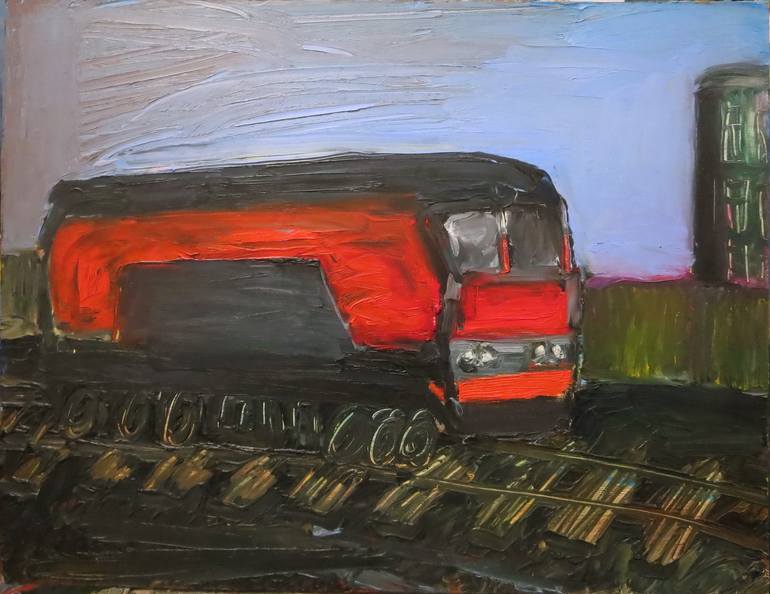 Red train Painting by Sapa Art | Saatchi Art