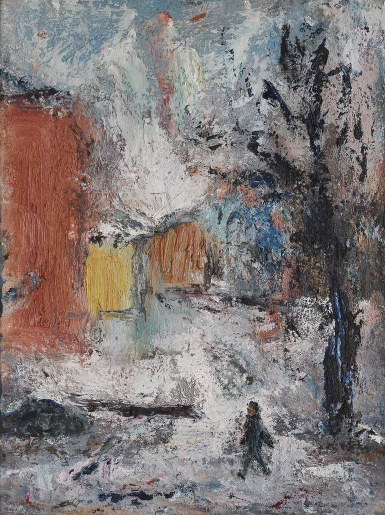 Street in the snow Painting by SAPA ART | Saatchi Art