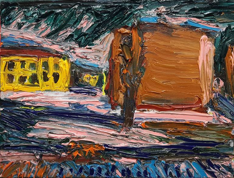 Street in the snow Painting by SAPA ART | Saatchi Art