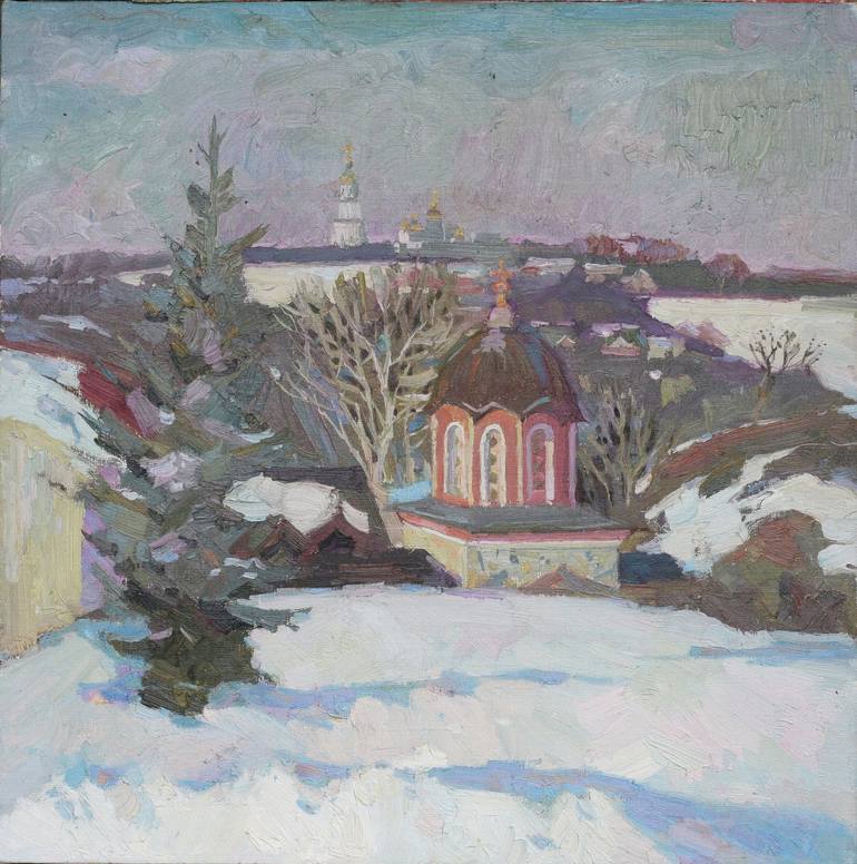 Zverinetsky Temple in Kiev Painting by Vladyslav Zadvorskyi | Saatchi Art