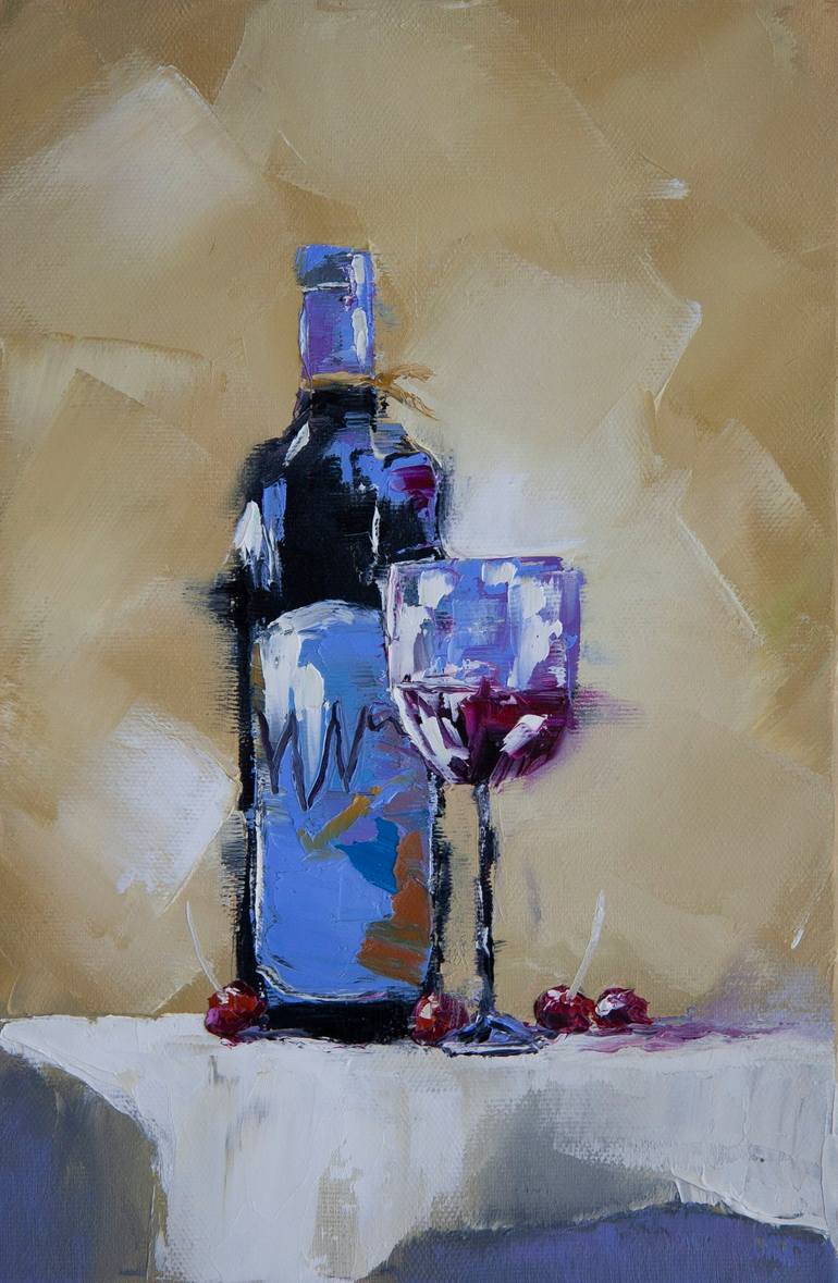 Still life with wine Painting by Evgeny Timofeev | Saatchi Art