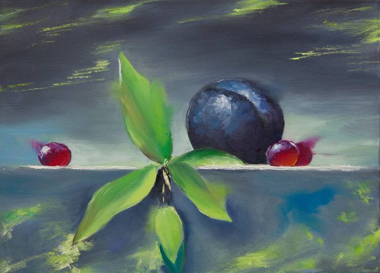Still life with plum Painting by Evgeny Timofeev | Saatchi Art