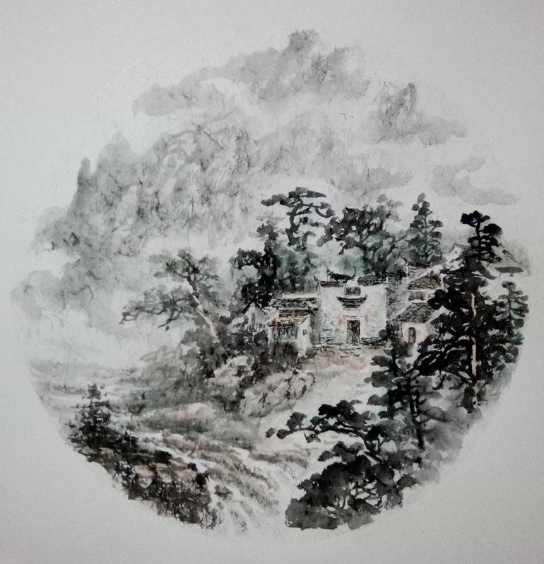 An old house in the moutains Drawing by Feilong Hu | Saatchi Art