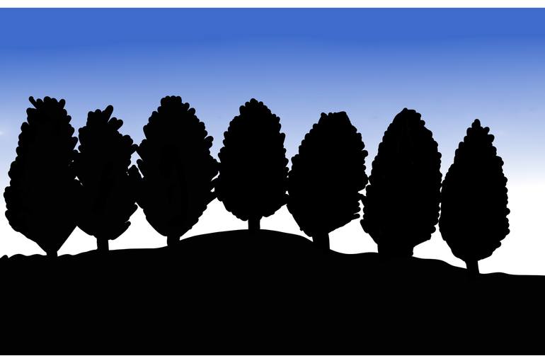 Night Trees Drawing by Sofiia Mukhina | Saatchi Art