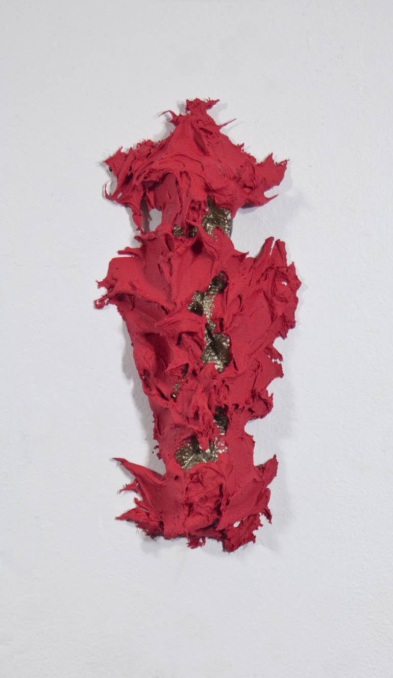 Red on Bronze (Rope) Painting by Jeffrey Collins | Saatchi Art