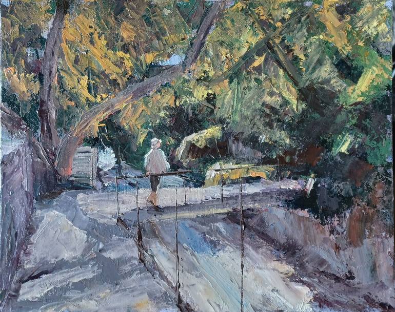 Footbridge, Afternoon Effect Painting by Frederick Hurd | Saatchi Art ...