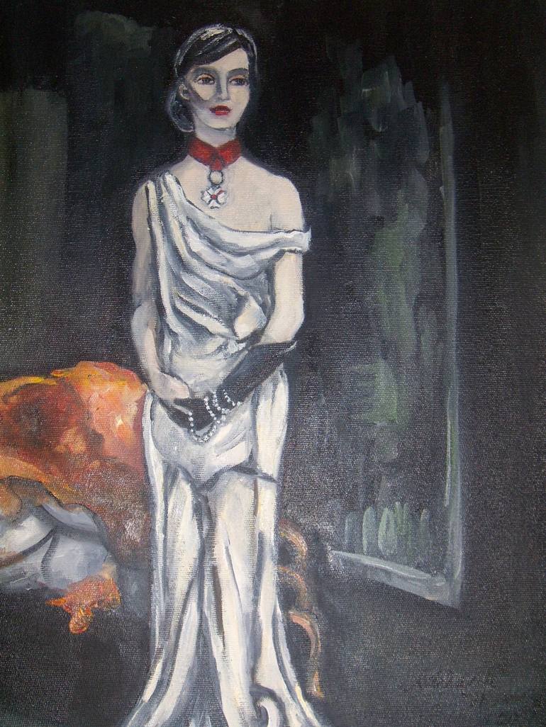 The Red Chocker Painting by Adrianne Moro | Saatchi Art