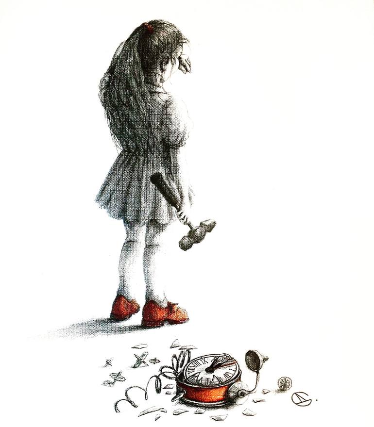 broken watch Drawing by Denis Sudarikov | Saatchi Art