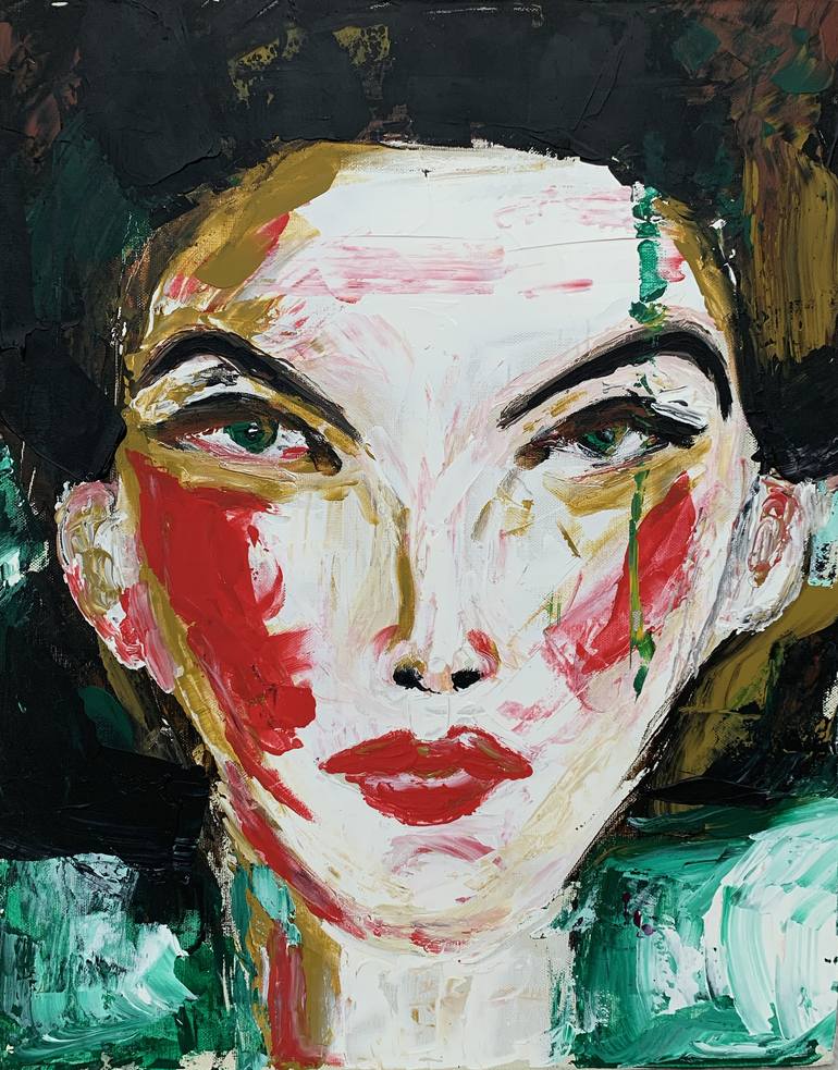portrait of green eyes Painting by Olga Banni | Saatchi Art