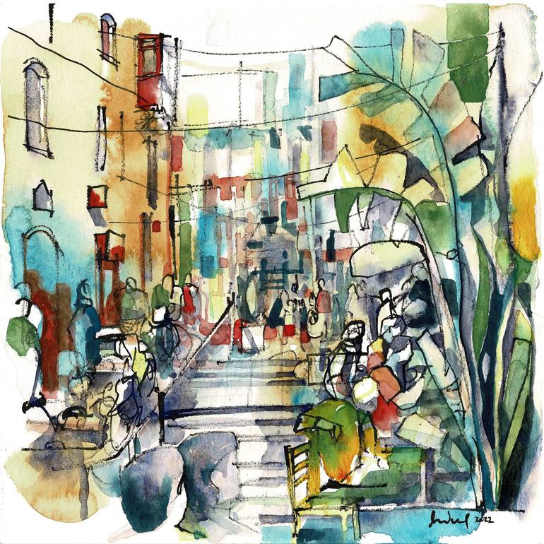 Urban Life Painting by Stephen Micallef | Saatchi Art