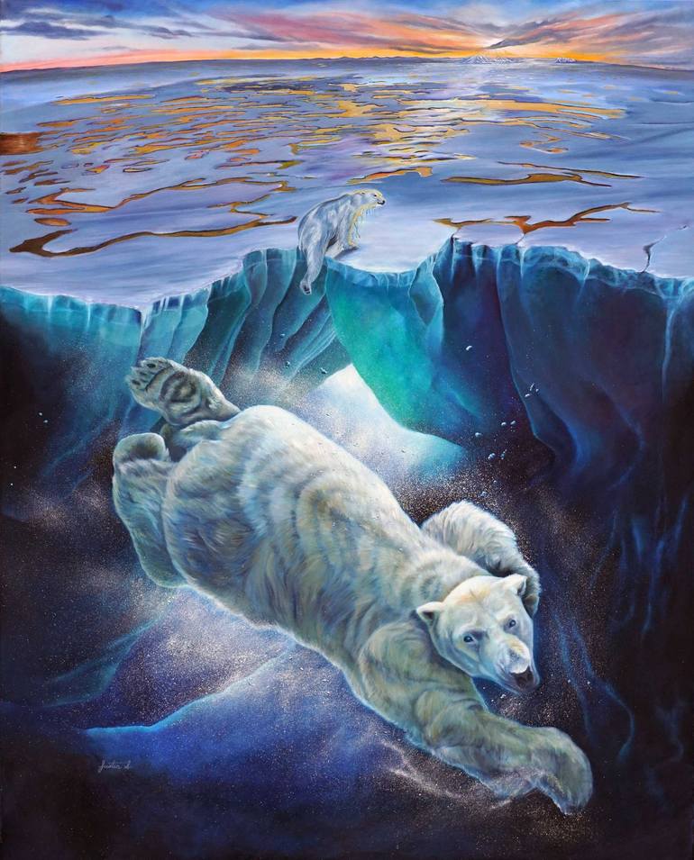 When They Are Gone- Polar Bear Painting by Justin Shepherd | Saatchi Art
