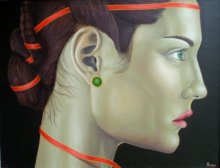 The Red Ribbon Painting by Grigor Velev | Saatchi Art