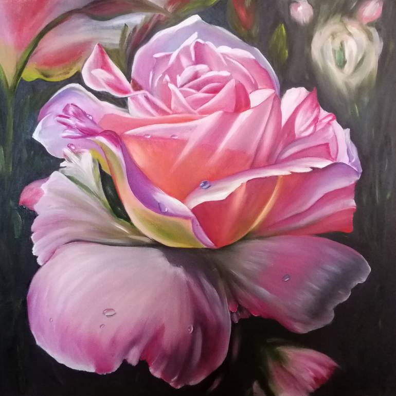 Delicate rose Oil Painting on Canvas size 60 in x 60 in Painting by ...