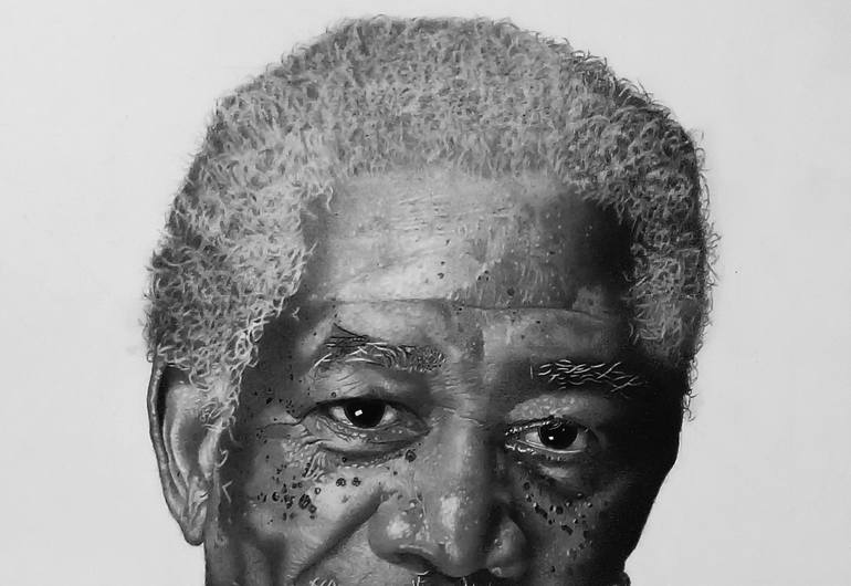 Morgan Freeman Hyper Realistic Pencil Portrait Drawing by Rahil Pillay ...