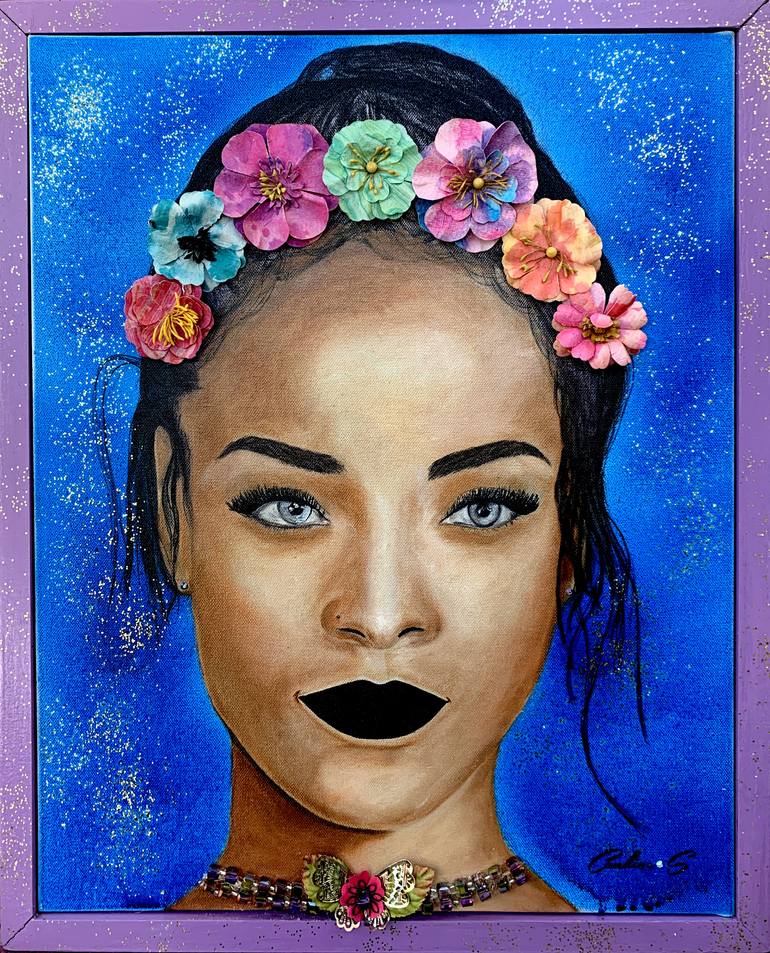 Riri Flower Girl Mixed Media Painting by Candice Singh | Saatchi Art