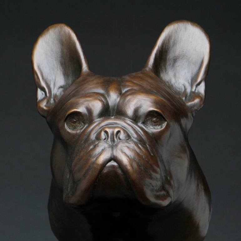 Life-size French Bulldog bust Sculpture by Fan Yu | Saatchi Art