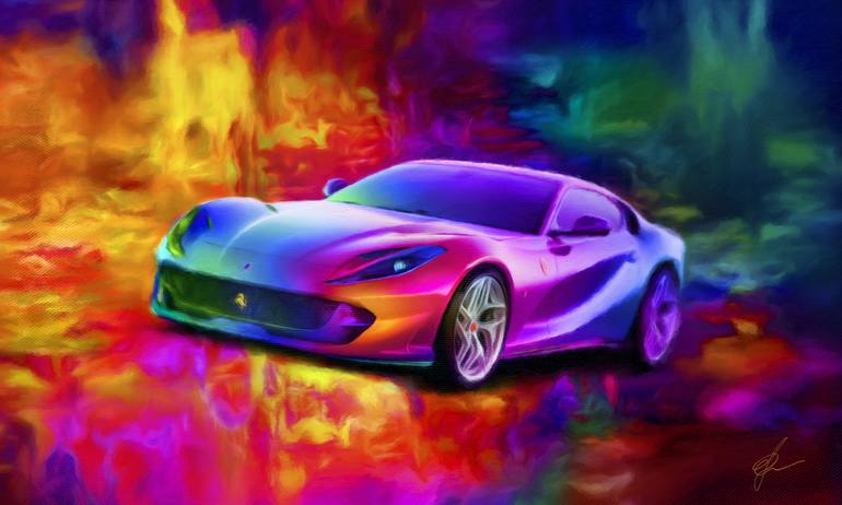 Ferrari Painting by Artist Emerald | Saatchi Art