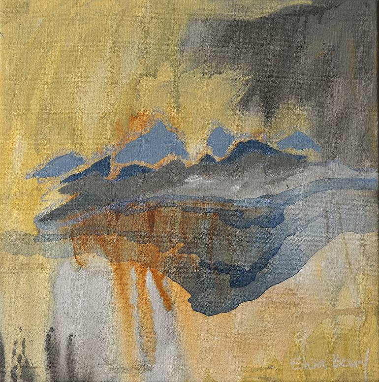 mountains and lake Painting by Elisa Bernal | Saatchi Art