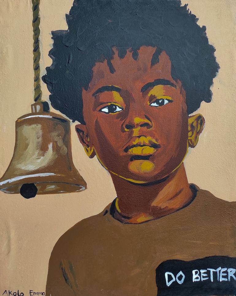 Dear Afro Boy, EAT THE FROG Painting by Emmanuel Akolo | Saatchi Art