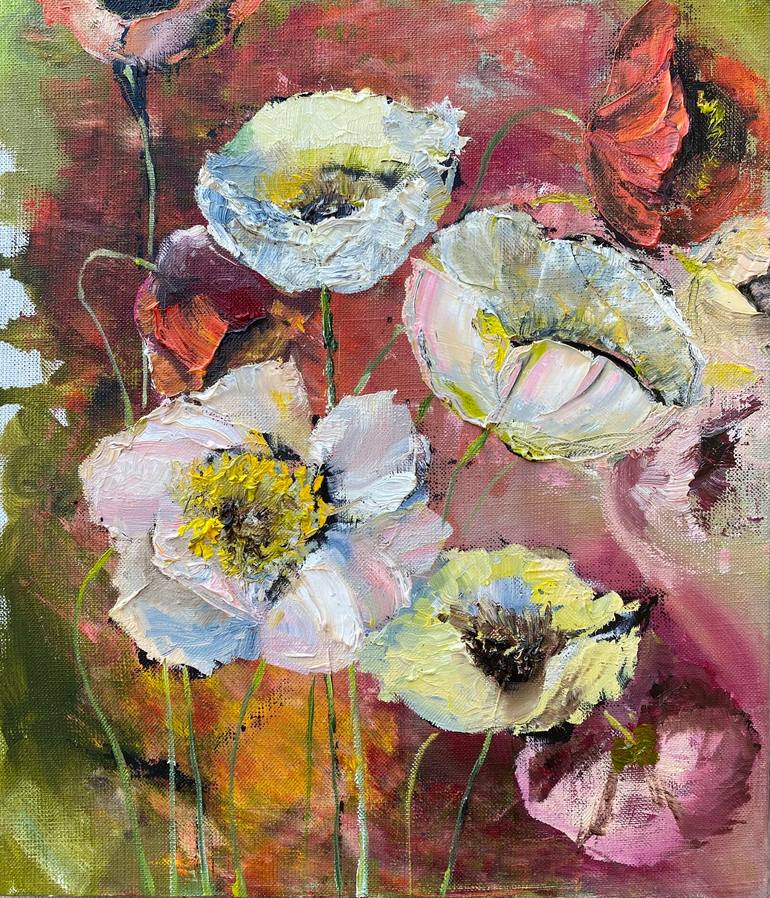 Sunny poppy life original painting on canvas Painting by Oksana Petrova ...