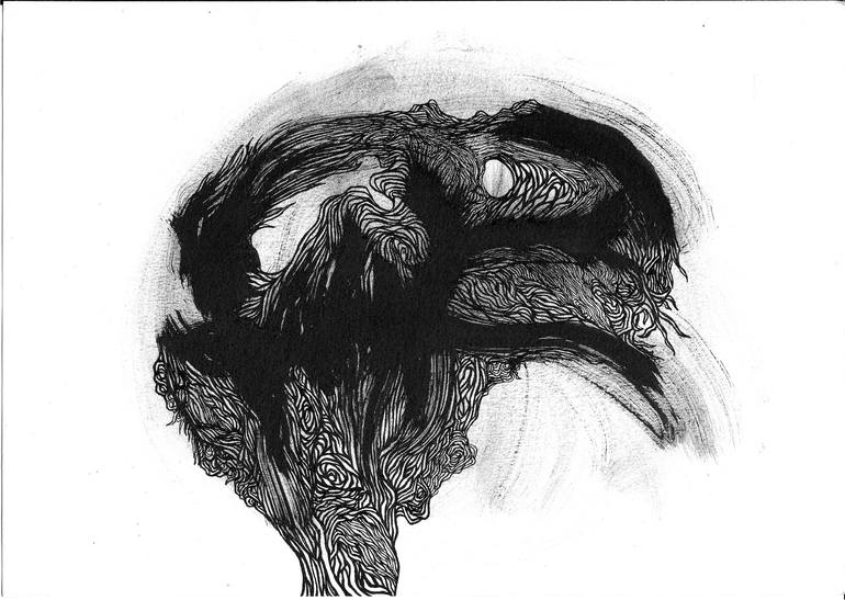 Cranium Drawing by Moshe Ladanga | Saatchi Art