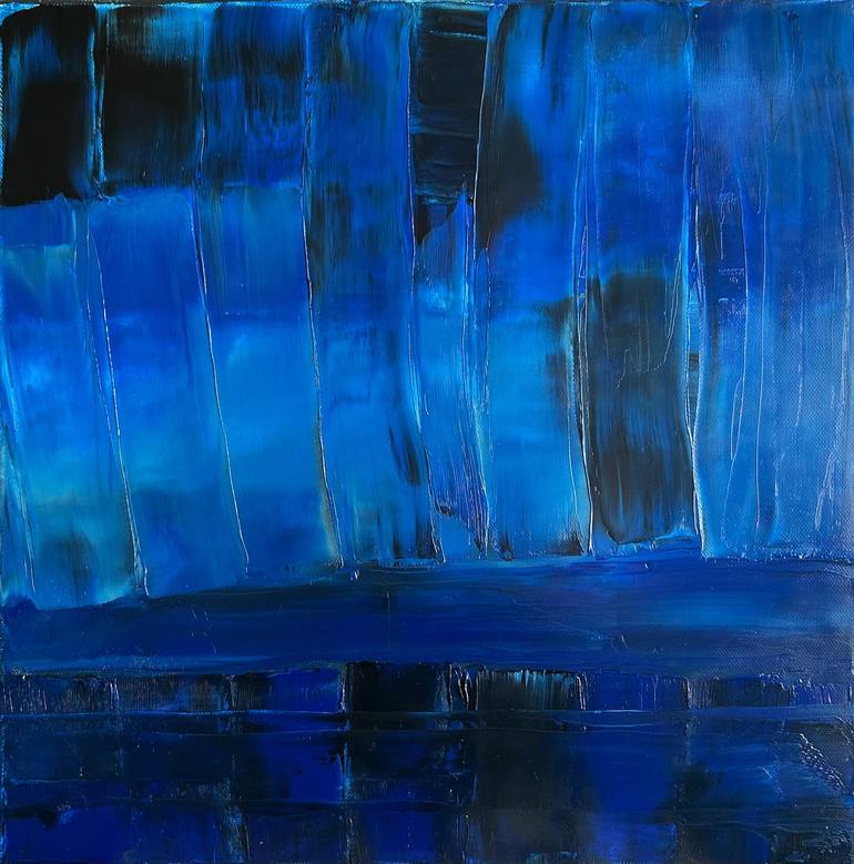 Blue Minimal Abstract Painting Witch Eyes Painting by Marina Gorbachova ...