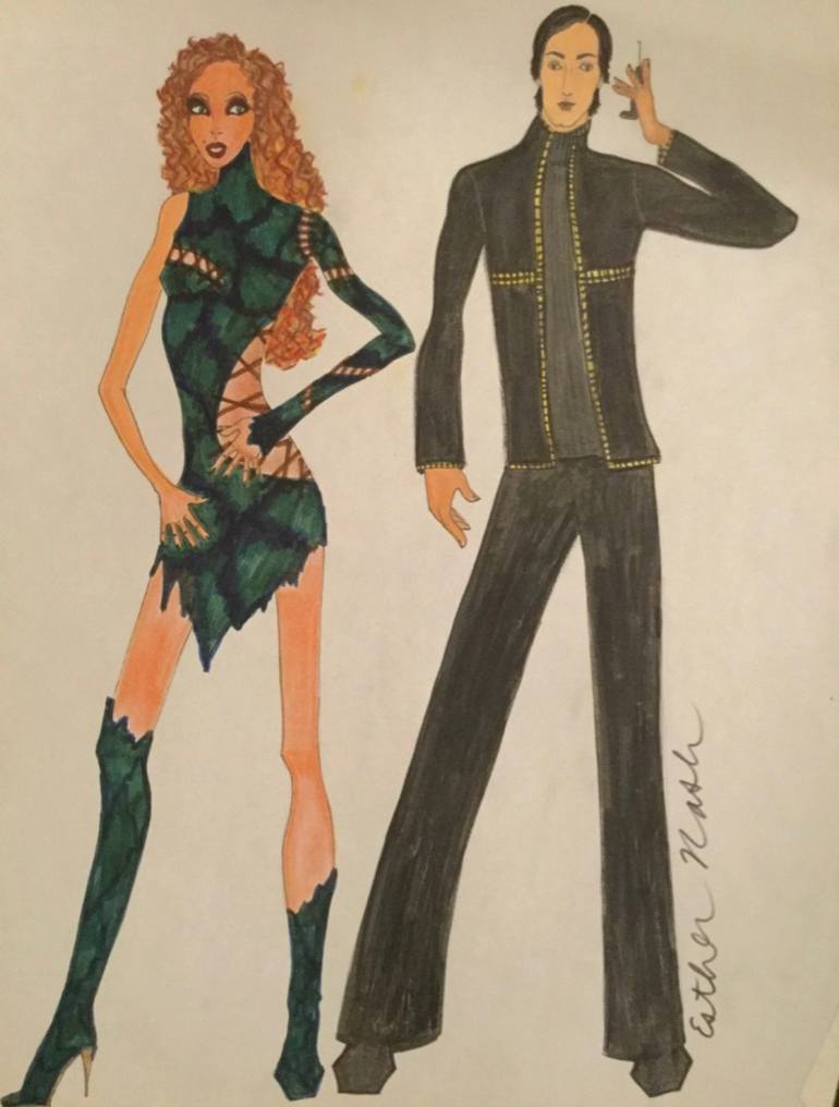 Power Couple Drawing by Esther Nash | Saatchi Art