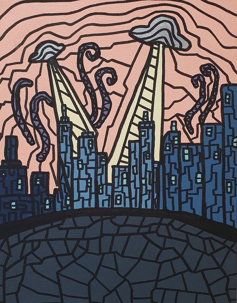 man in electric world Painting by si hyunkim | Saatchi Art